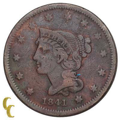 1841 Braided Hair Large Cent 1C Penny (Fine+, F+ Condition) | eBay