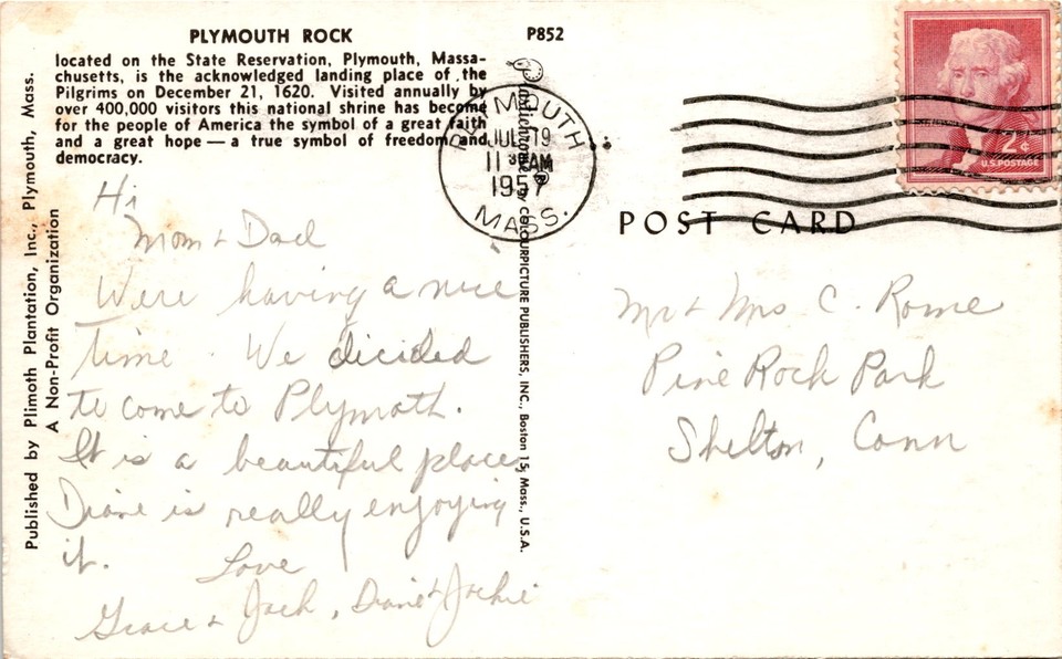 Plymouth Rock, Pilgrims, December 21, 1620, America, freedom Postcard | eBay