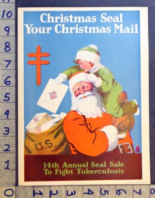 1921 CHRISTMAS SANTA CLAUS SEAL MAIL RED CROSS POST TUBERCULOSIS AD ...