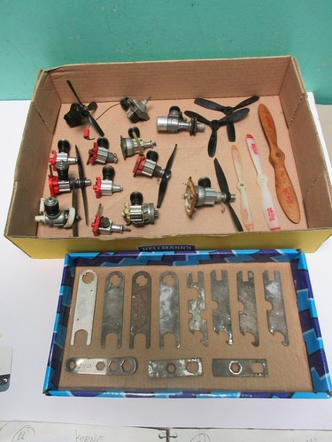 Lot of 12 Cox 049 Engines + 1 Royal Spitfire + Wrenches + Props Parts ...