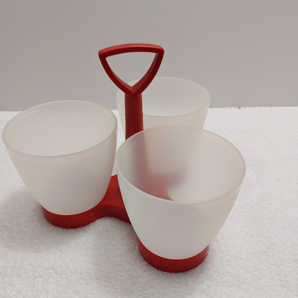Tupperware Condiment Caddy Vintage Red White Containers Lids USA ...