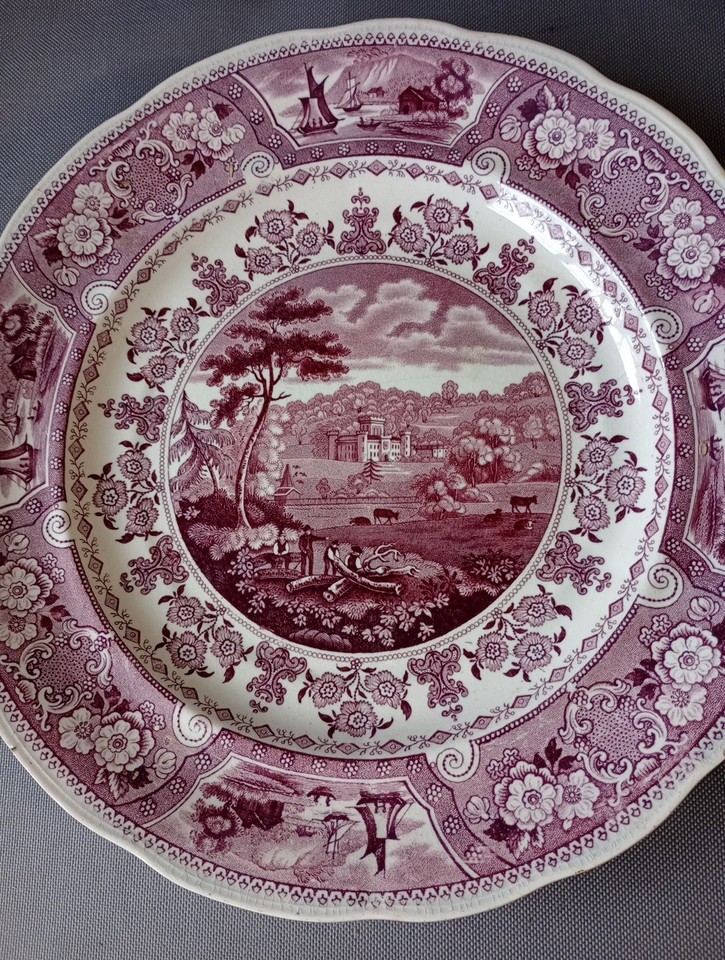 English Transferware Job & John Jackson Clyde Scenery Plate Purple ...