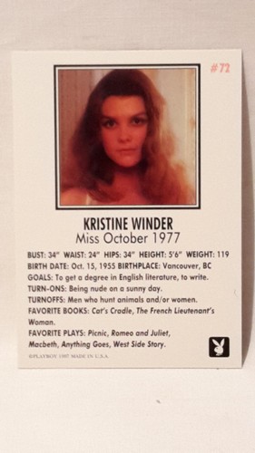 Playboy`s Playmate of the Month Miss October 1977 Kristine Winder ...