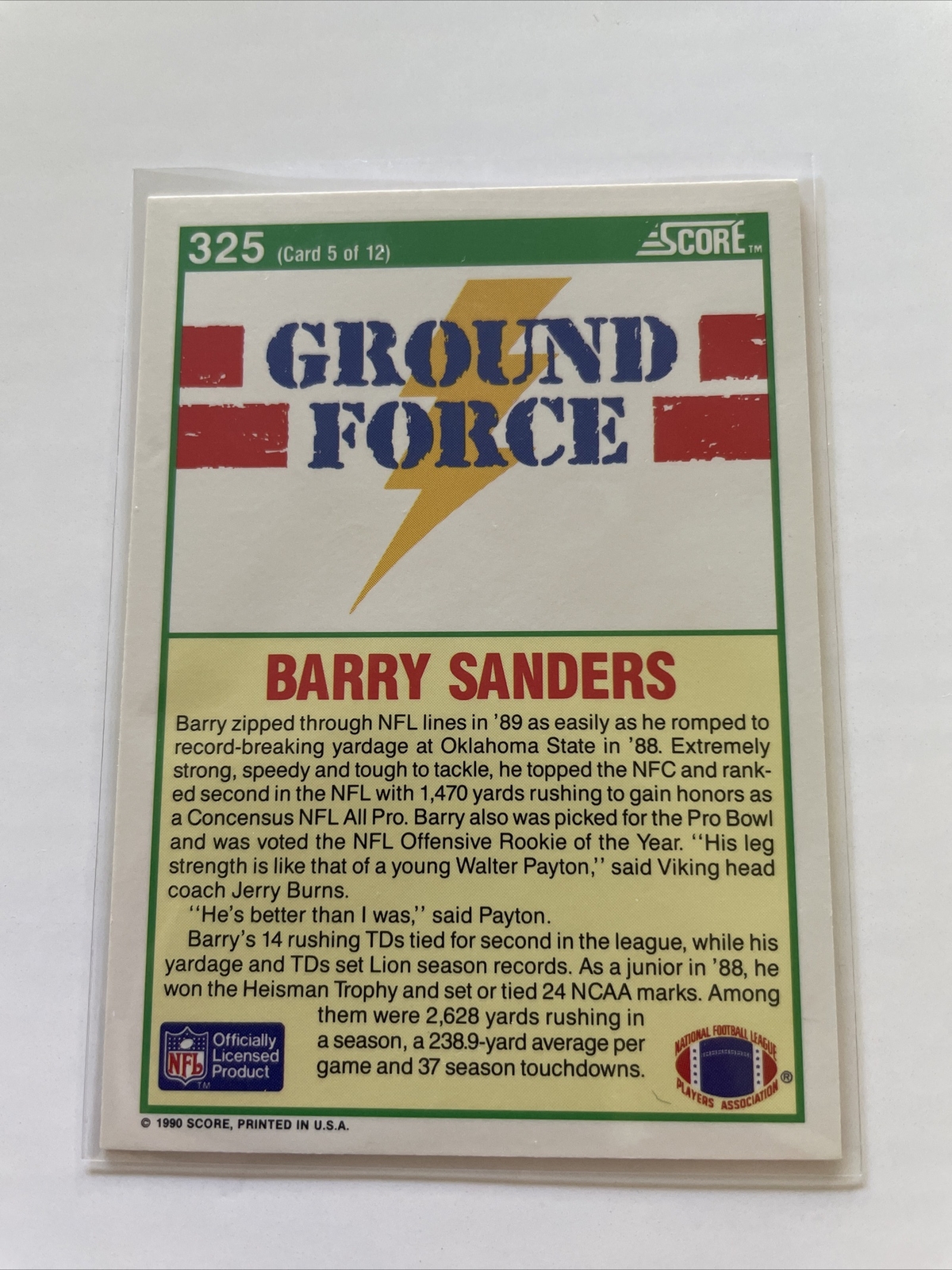 1990 Score - Ground Force Barry Sanders #325 for sale online | eBay