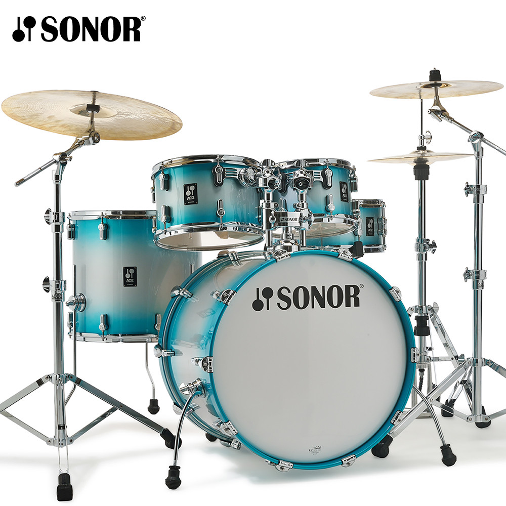 Sonor AQ2 Series 5 Piece 22" STAGE Drum Set Shell Pack Aqua Silverburst ...