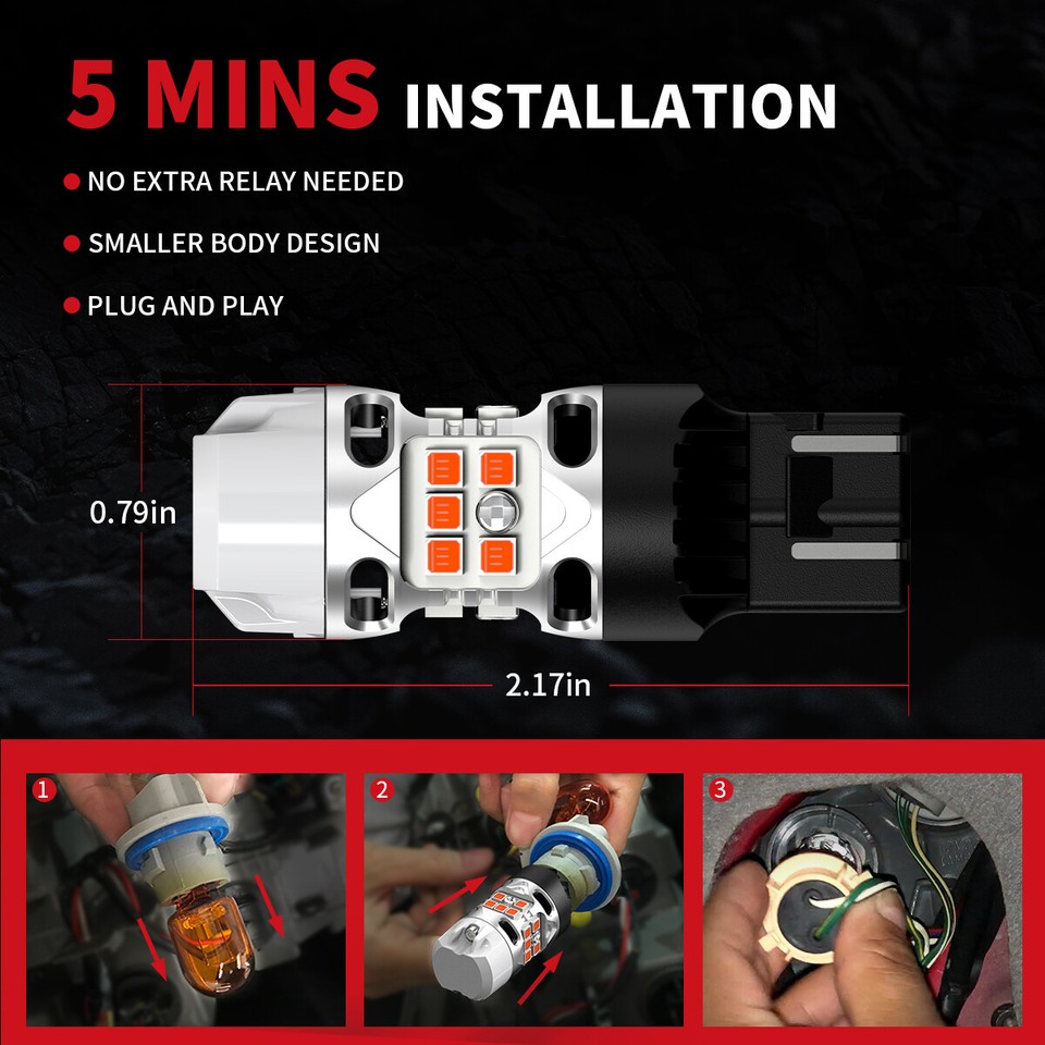 LASFIT 7443 7440 Led Turn Signal Light Bulbs Anti Hyper Flash Amber ...