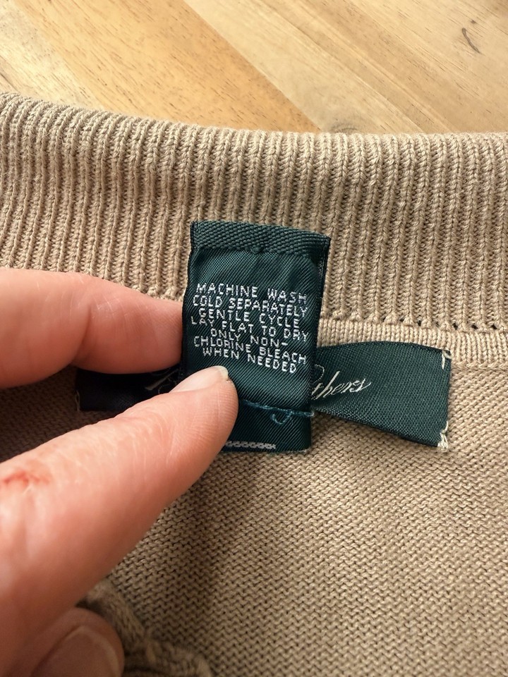 Brooks Brothers Cotton Knit Long Sleeve Golf Sweater Polo Men XL Beige ...