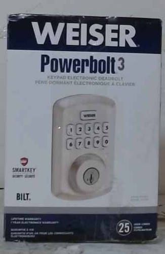 Weiser Powerbolt 3 Electronic Deadbolt Door Lock, Satin Nickel $115.49 ...