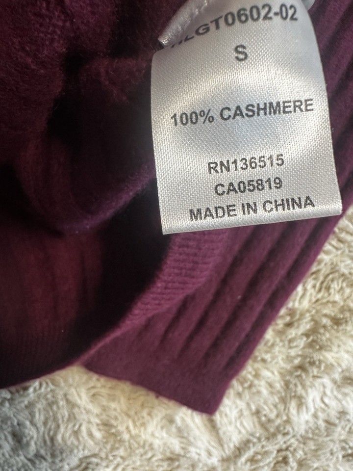 Harper Lane Cashmere Burgundy Ribbed Sweater Longsleeve Size Small | eBay