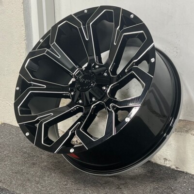 22" IPW 950 GLOSS BLACK MILLED WHEELS RIMS FITS GMC SIERRA 1500 PRO SLE ...