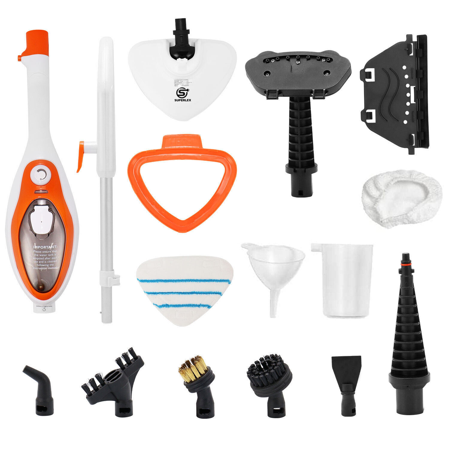 Superlex 1500W 12-in-1 Upright Steam Cleaner - Orange/White for sale ...
