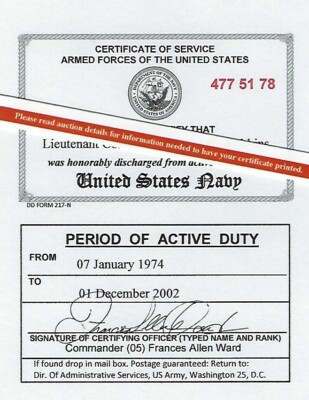 United States Navy Honorable Discharge Laminated Card 2 1/8 X 3 3/8 | eBay