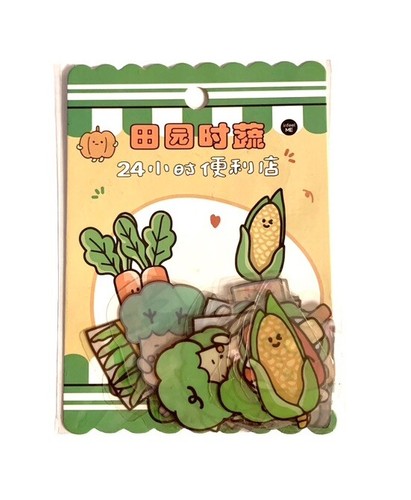 Sticker Flakes, Clear Veggies, Kawaii Vegetables Cute Produce, 40 Pcs ...