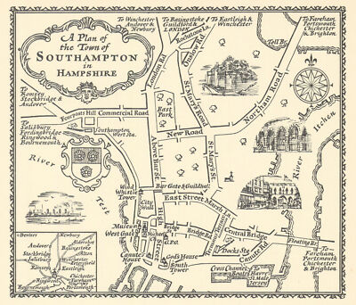 A plan of the Town of Southampton in Hampshire by A.E. Taylor c1934 old ...