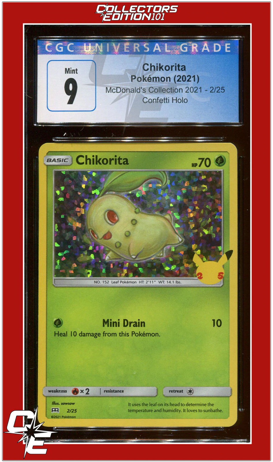 McDonald's Collection 2021 Chikorita Confetti Holo 2 CGC 9 | eBay