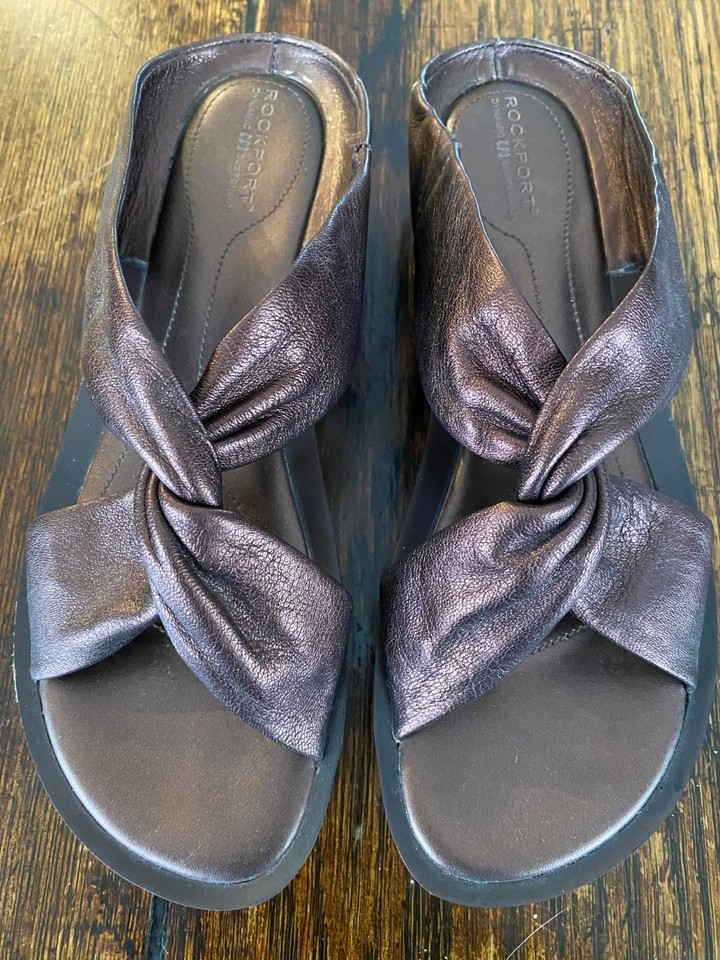 Rockport sandals slides copper/bronze (reddish brown) leather women's 7 ...