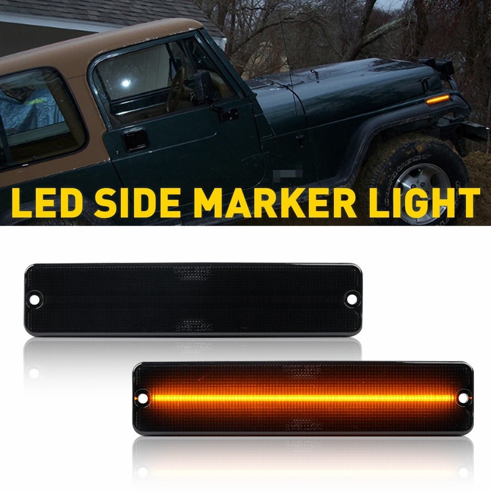 OE-Style Front Bumper Fender Side Marker Light Lamps For 87-95 Jeep ...