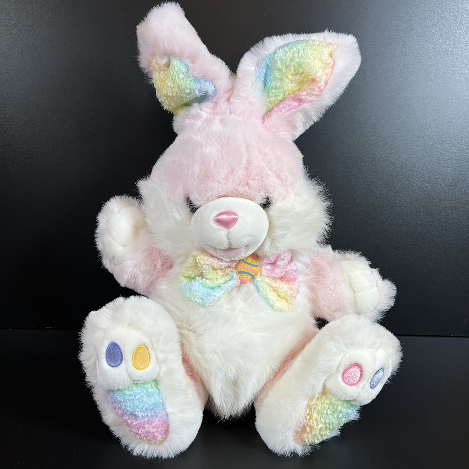 Vintage Dan Dee Easter Bunny Rabbit Pink Rainbow 22" Large Plush ...