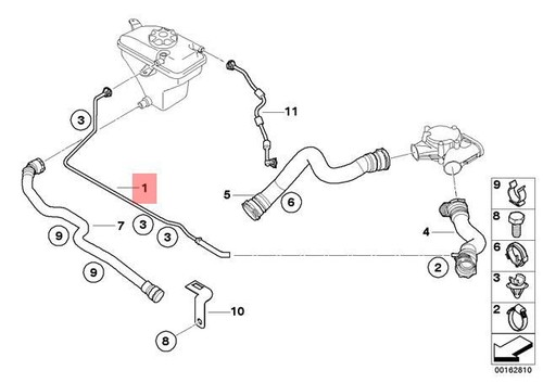 Genuine BMW E90 E90N Cooling System Coolant Hose Vent Pipe OEM ...