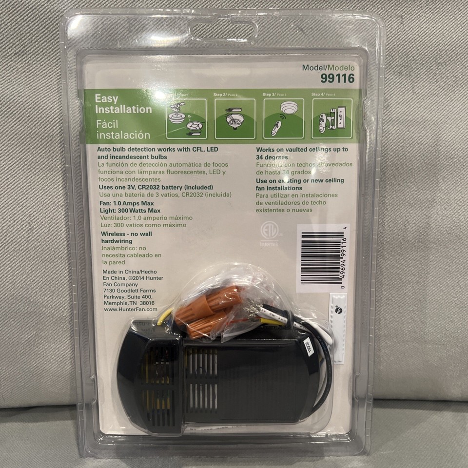 Hunter 99116 Universal 3 Speed Ceiling Fan and Lamp Light Dimmer Remote ...