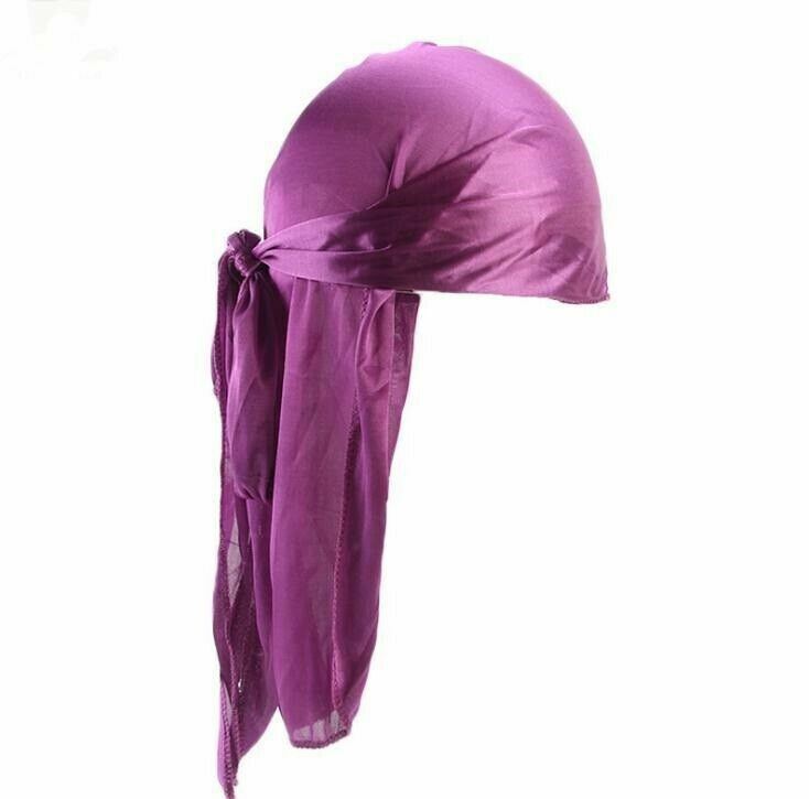 Premium Silky Satin Durag Men's Cap Hat Doo Rag Biker Smooth Head Wrap ...