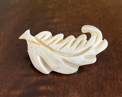 Lovely Vintage Hand Carved Shell Feather Brooch | eBay