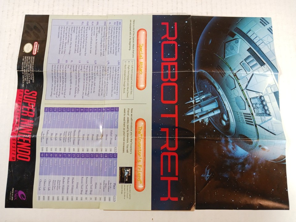 Robotrek Super Nintendo SNES Complete IN BOX CIB Tested Authentic Saves ...