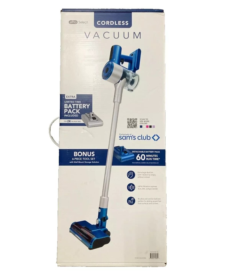 Sams Club EPro Select EV2738BL Cordless Vacuum W/ Removable Battery 6 ...