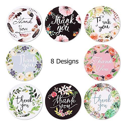 2" Thank You Stickers Roll, 8 Designs 50 mm Round Big Packaging ...