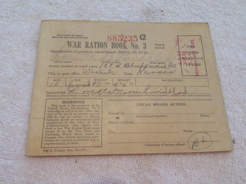 WORLD WAR II RATION BOOK WITH STAMPS | eBay