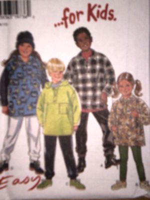 6586 Vintage NEW LOOK Sewing Pattern Kids Hooded Top S M L UNCUT OOP FF ...