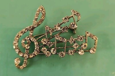 Treble Clef Musical Notes Sparkling Rhinestone Brooch Pin Crystal ...