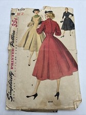 1950s Vtg Simplicity Sewing Pattern 1153 Flared Dress Drop Waist 13 ...
