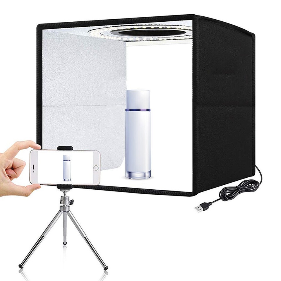 LED 40CM Studio Light Box, Foldable Tent Photo Dimmable Backdrop | eBay ...