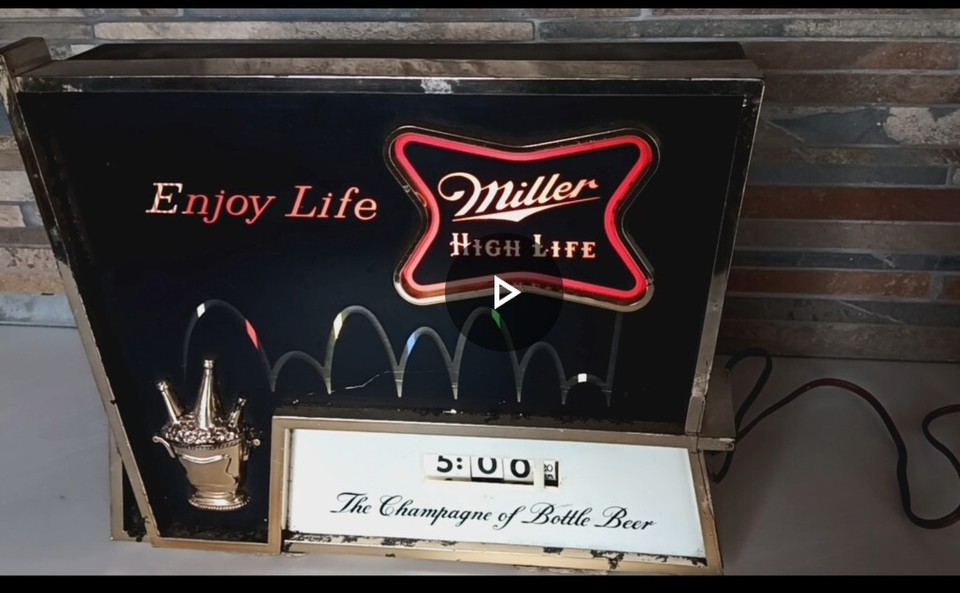 VTG Miller High Life Beer Bouncing Motion Sign/Clock. For PARTS or ...