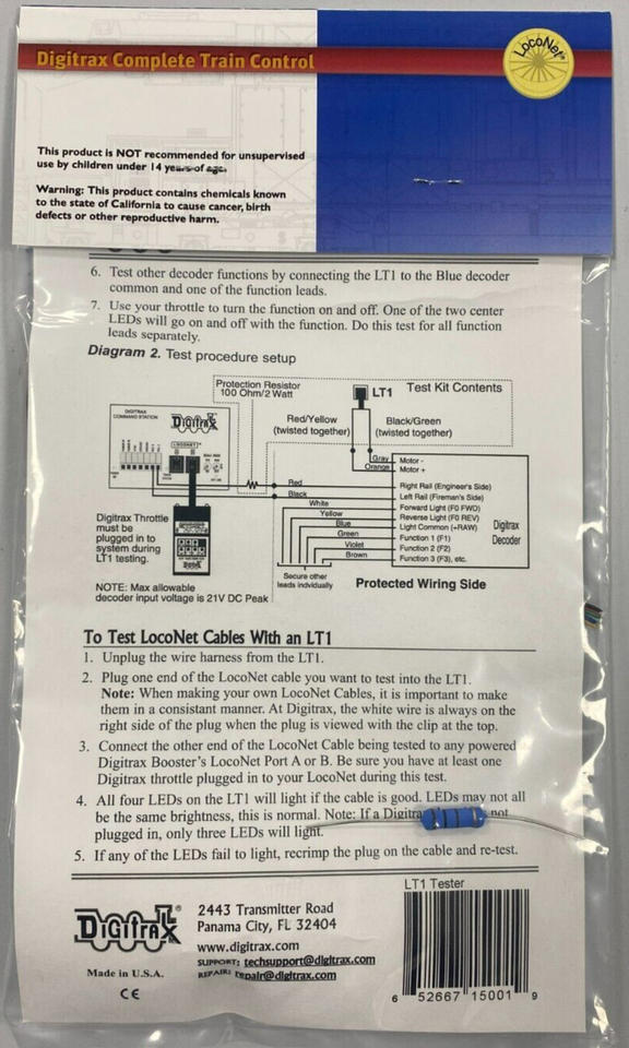Digitrax LT1 Decoder and LocoNet Cable Tester New | eBay