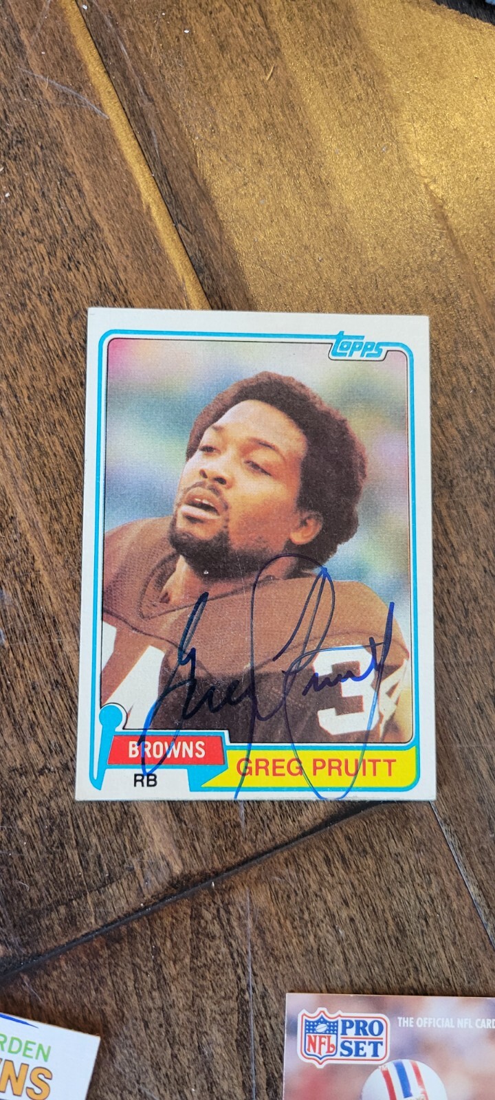 1981 TOPPS SIGNED AUTO CARD GREG PRUITT CLEVELAND BROWNS RAIDERS ...