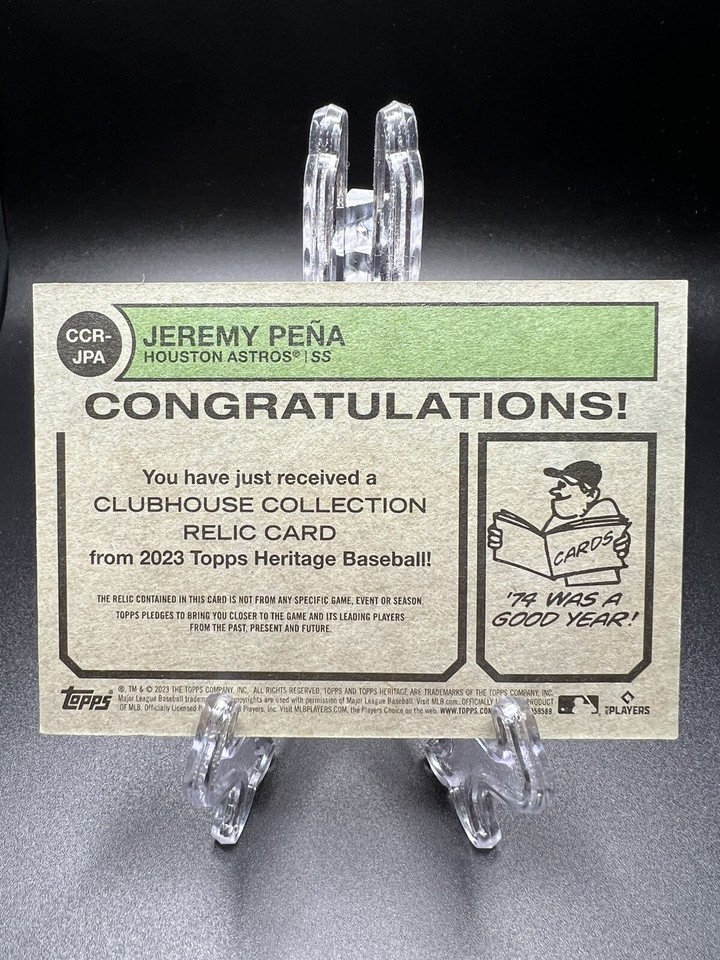 2023 Topps Heritage Clubhouse Collection Relic CCR-JPA Jeremy Pena Gold ...