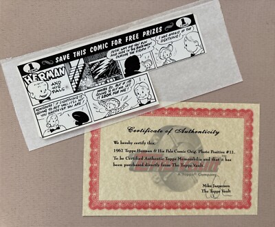 1967 Topps BAZOOKA JOE HERMAN Comics Original Photo Positive #11 Vault COA Rare | eBay