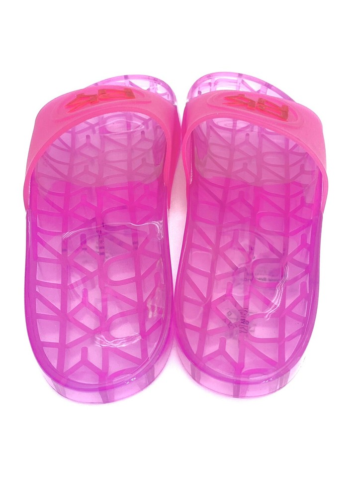 DKNY Tenni Jelly Pool Slides Frosted Clear Bi-color Sandals Womens Shoe ...