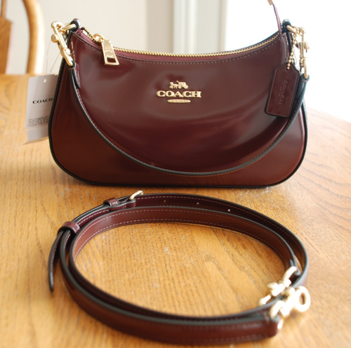 NWT Coach Teri Shoulder Crossbody Bag Spazzolato Leather Merlot Red ...