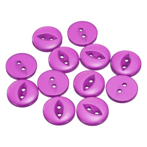 12pcs Purple Round Sewing Buttons 18mm Resin 2-Hole Fish Eye Craft ...