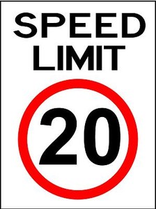SPEED LIMIT 20KM/H - 300 X 200MM - METAL (ALUMINIUM COMPOSITE SIGN)