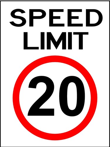 SPEED LIMIT 20KM/H - 300 X 225MM METAL - SAFETY TRAFFIC SIGN | eBay