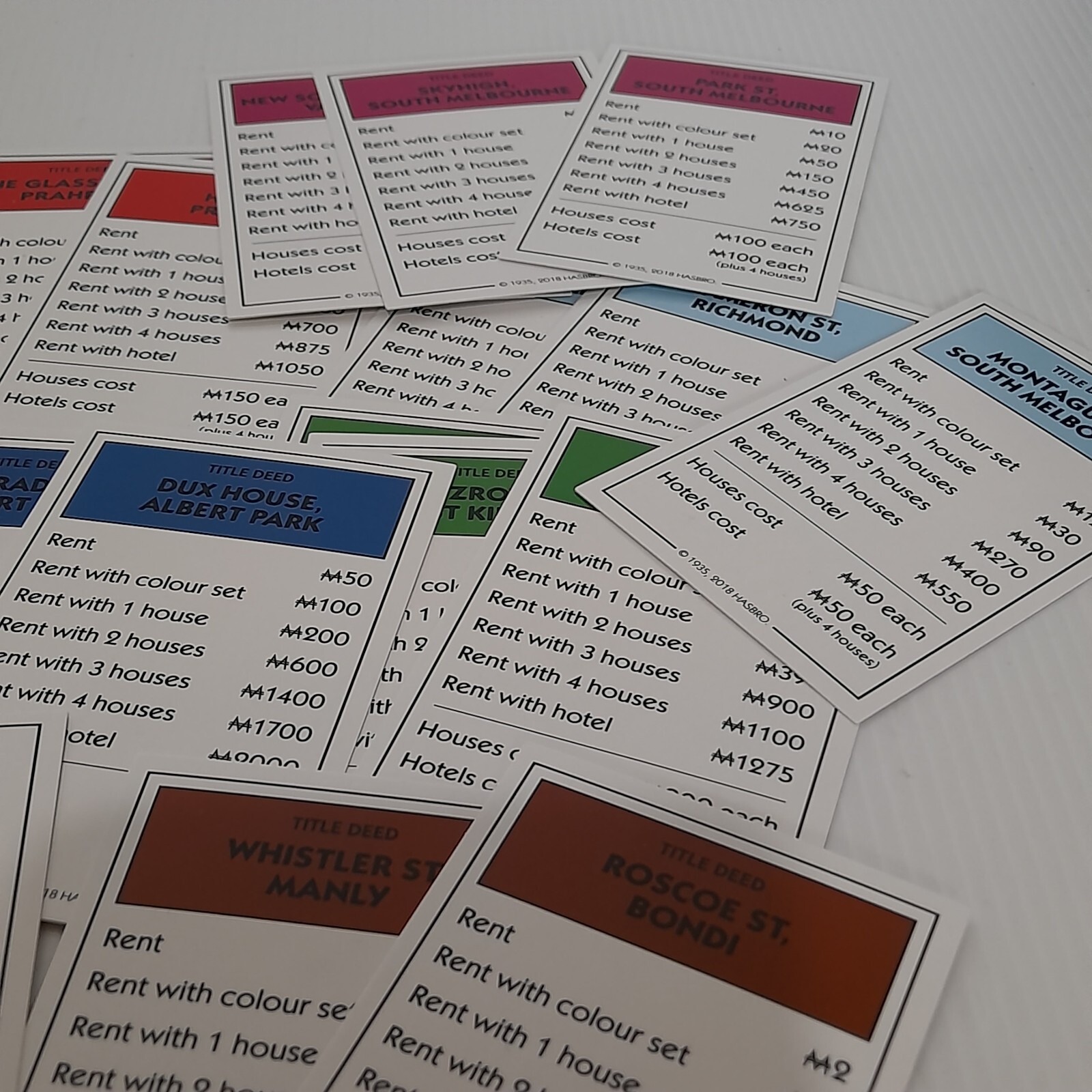 Monopoly Block Australia locations Property Card Locations Craft ...