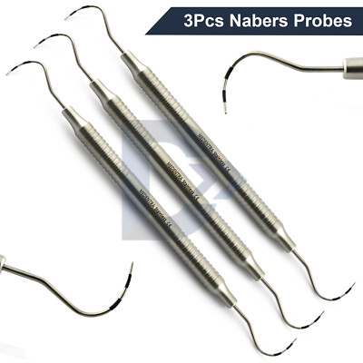 3Pcs Nabers Probe #2N Dental Periodontal Color Coded Buccal Furcation ...