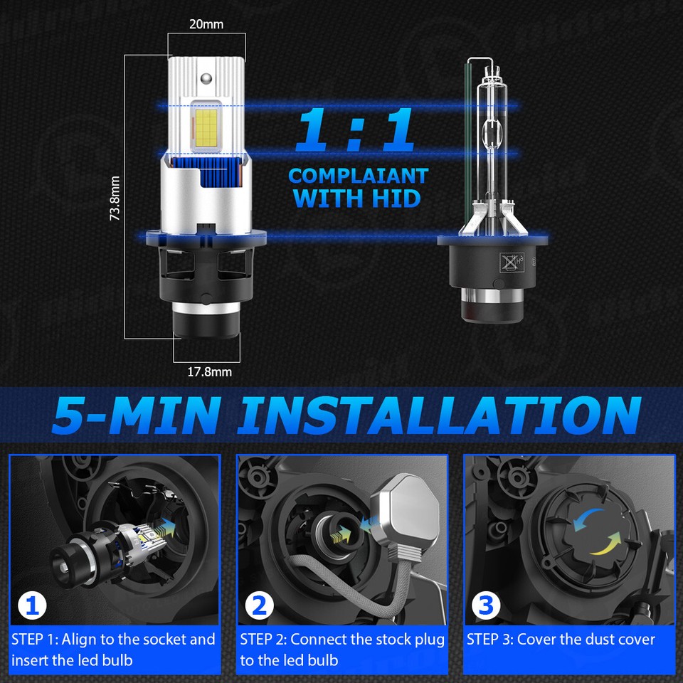 D4S LED Headlight Bulbs 90981-20024 HID Xenon Bulb Repalcement for ...