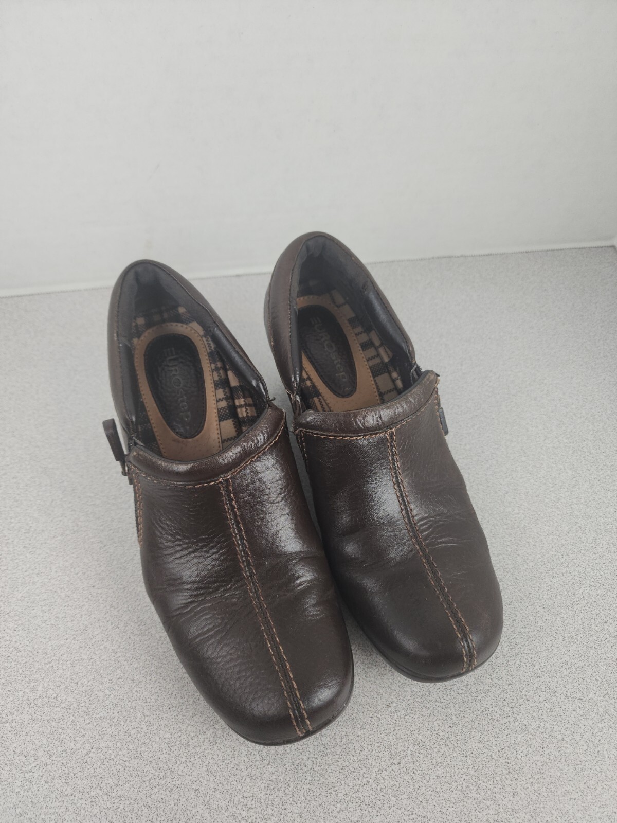 Eurostep Ella womens 7.5 M wedge heel side zip shoes, split toe brown ...