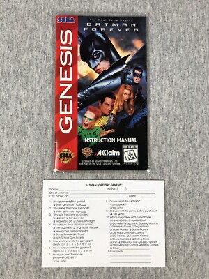 Batman Forever - Genesis - Manuals & Registration Card Only - Good ...