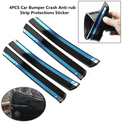 4PCS Car Front+Rear Bumper PVC Crash Anti-rub Strip Protections Sticker ...